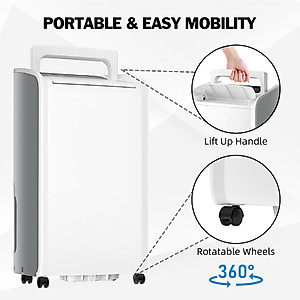 AIRPLUS 4,500 Sq.Ft 70 Pint Dehumidifier for Basements-with Drain Hose,Efficient/Energy Dehumidifier for home -with Dual Protection and 4 Smart Modes/24H Timer/Defrost/for Large room