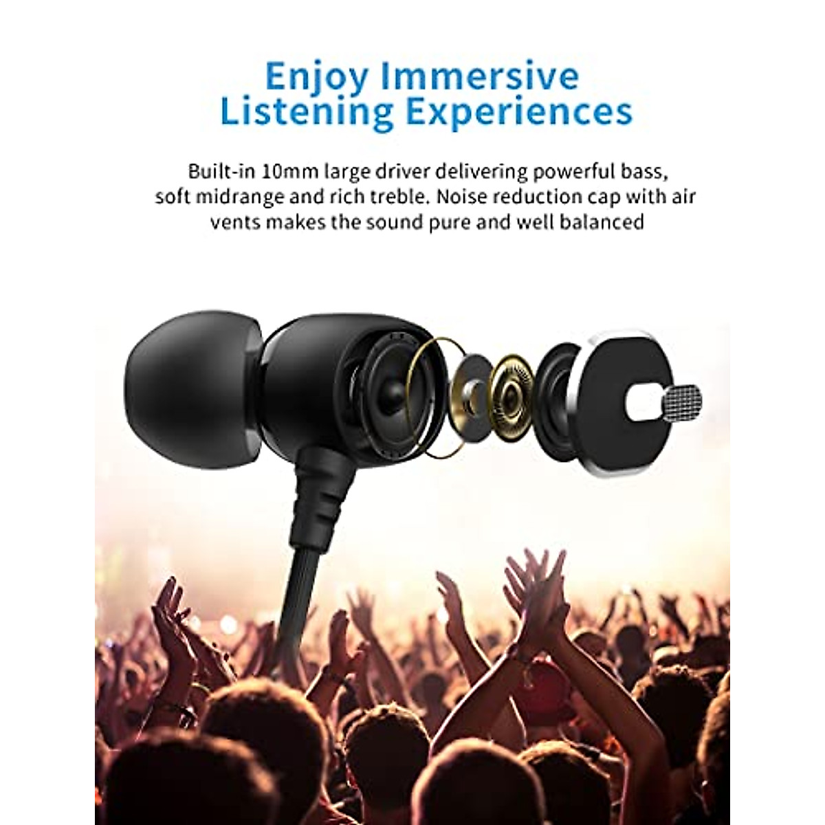 USB C Headphones Wired Earphones HiFi Stereo Type C Earbuds Noise Canceling in-Ear Headset with Mic Volume Control Bass for Samsung S23 S22 Ultra S21 FE S20 A53 Fold4 Pixel 7 6 6a 5 iPad Pro MacBook