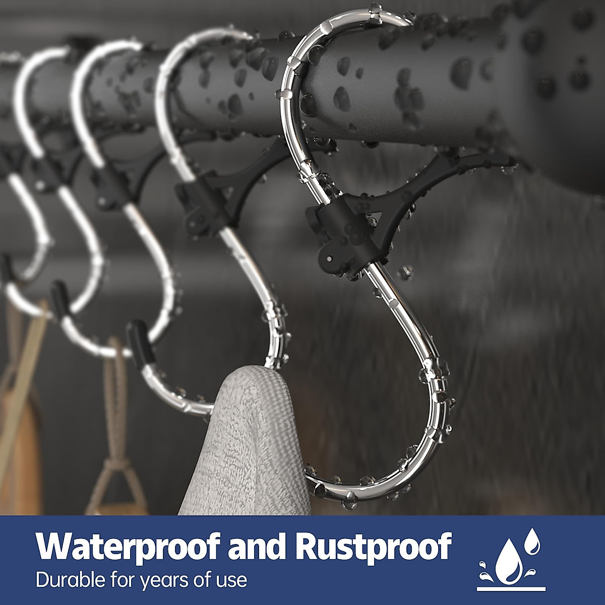 ACMETOP 12 Pack S Hooks for Hanging, S Hooks Stainless Steel with Safety Buckle, Metal Hooks Fitting Diameter up to 1.26 Inch, Heavy Duty for Hanging Pots and Pans, Coffee Cups, Clothes, Plants