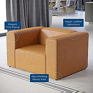 Modway Mingle Vegan Leather Lounge Armchair, Tan