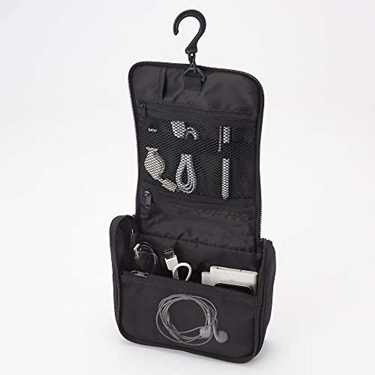 MUJI Polyester Hanging Travel Case, 16 cm Width x 19 cm Depth x 6 cm Height, Black