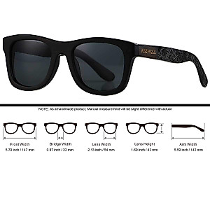 ANDWOOD Bamboo Sunglasses Floating for Men Women Wood Sunglass Wooden Frame Polarized Vintage Black Handmade