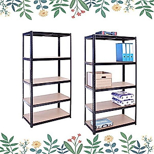 Metal Storage Shelves with Bolt-Less Design Freestanding Storage Shelves Height and Layout Adjustable for Workshop Bookshelf Shed Office Heavy Duty Racking Shelves(180CM)