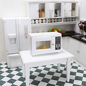 Miniature Microwave Dollhouse Accessories Oven Mini Kitchen Furniture Appliance 1:12 Mini House Decoration Model Decor High Simulation Accessories Ornaments (White)