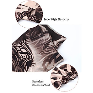 Boao 10 Pairs Arm Tattoo Sleeves for Men UV Sun Protection Arm Compression Sleeves for Gardening Sport Cycling Fishing