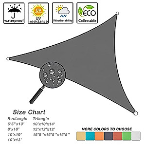 LOVE STORY Waterproof 12’×12’×12’ Triangle Dark Grey Sun Shade Sail Canopy UV Resistant for Outdoor Patio Garden Backyard