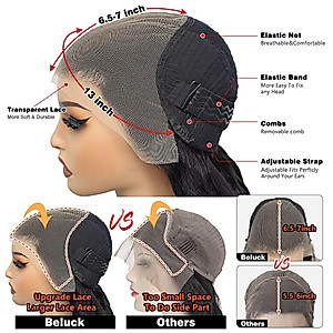 13x6.5 Full Glueless Wigs Human Hair Pre Plucked Pre Cut, Body Wave Lace Front Wigs Human Hair, 3D Dome Cap Ready To Wear Glueless Bleached Knots Lace Front Wig 24 Inch