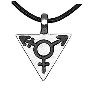 Pewter Transgender LGBT Gay Pride Triangle Pendant on Leather Necklace
