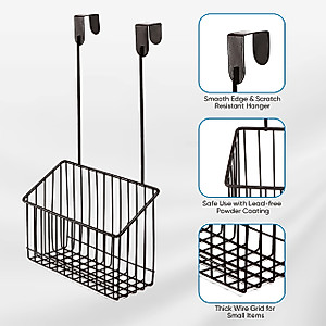 WIRESPIRIT - Over Cabinet Door Organizer Storage Basket (Set 2) with No Assembly Required for Kitchen, Bathroom, Pantry - Hold Food Wrap, Foil Cookies Sheet, Spice, Cutting Board - Bronze