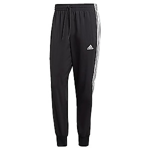 adidas Men's AEROREADY Essentials Woven 3-Stripes Cuffed Pants Black/White Medium
