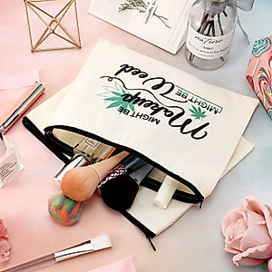 Weewooday 2 Pcs Leaf Makeup Bags Funny Might Be Makeup Might Be Weed Bag Cosmetic Zipper Purse Weed Gifts for Women Vacation Travel