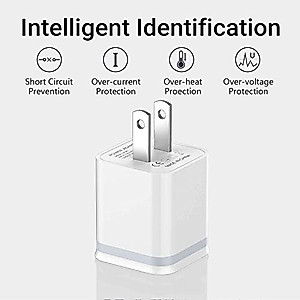 LUOATIP iPhone Charger Cable 3ft 6ft 10ft with Wall Plug, 5-Pack Long Charging Cord + Dual Port USB Block Cube Adapter Replacement for iPhone 11 XS/XS Max/XR/X 8/7/6/6S Plus SE/5S/5C, Pad, Pod