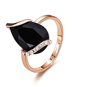 Ezing Women Crystal Pendant Gold Plated Chain Necklace Earring Jewelry Set (black)