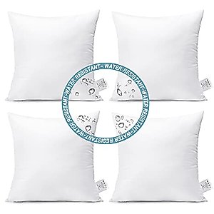 Artscope Outdoor Waterproof Throw Pillows Inserts, 18 x 18in Set of 4, Premium Fluffy Decorative Square Form Cushion Stuffer Inner Soft for Garden, Bench, Tent, Couch, Patio Furniture Pillows Inserts