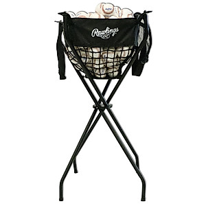 Rawlings | Ball Caddy | Holds 100+ Baseballs / 50+ Softballs | Includes Stand & Net Bag,Black