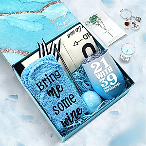 60th Birthday Gifts for Women, Happy 60 Birthday Presents Gift Ideas for Woman Mom Grandma Friends Sister, Funny 60 Year Old Gifts Baskets Box from Mothers Daughter Wife Her, Unique Bag Wine Bday Gift