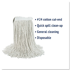 Boardwalk BWK2024CEA No. 24 Cotton Cut-End Wet Mop Head - White