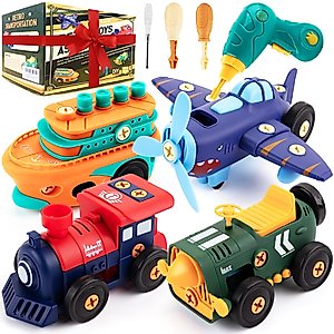 KODATEK Take Apart Toys for 4 5 6 7 8 Year Old Boys Girls, with Engine & Electric Drill Tool, Kids Tool Set Play STEM Building Toys, Learning Construction Toys