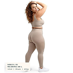 PAVOI ACTIVE Taupe Workout Leggings for Women | High Performance Seamless Scrunch Butt Lifting Leggings for Women | Gym Leggings for Women (Small)