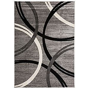 Rugshop Modern Wavy Circles Design Area Rug 5' 3" x 7' 3" Gray