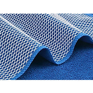 SINLAND Absorbent Microfiber Dish Cloths for Washing Dishes Best Kitchen Cloths Cleaning Cloths with Poly Scour Side 12Inchx12Inch 5 Pack Dark Blue