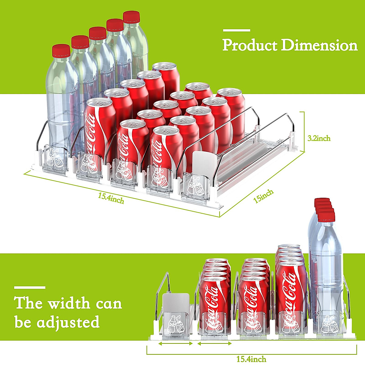 IBORING Drink Organizer for Fridge,Self Pushing Fridge Drink Organizer,Automatic Drink Dispenser for Fridge-Holds up to 25 Cans