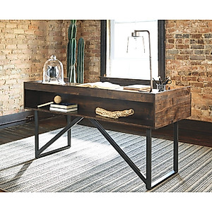 Signature Design by Ashley Starmore Urban Industrial 63" Home Office Desk with Open Storage Cubby, Brown