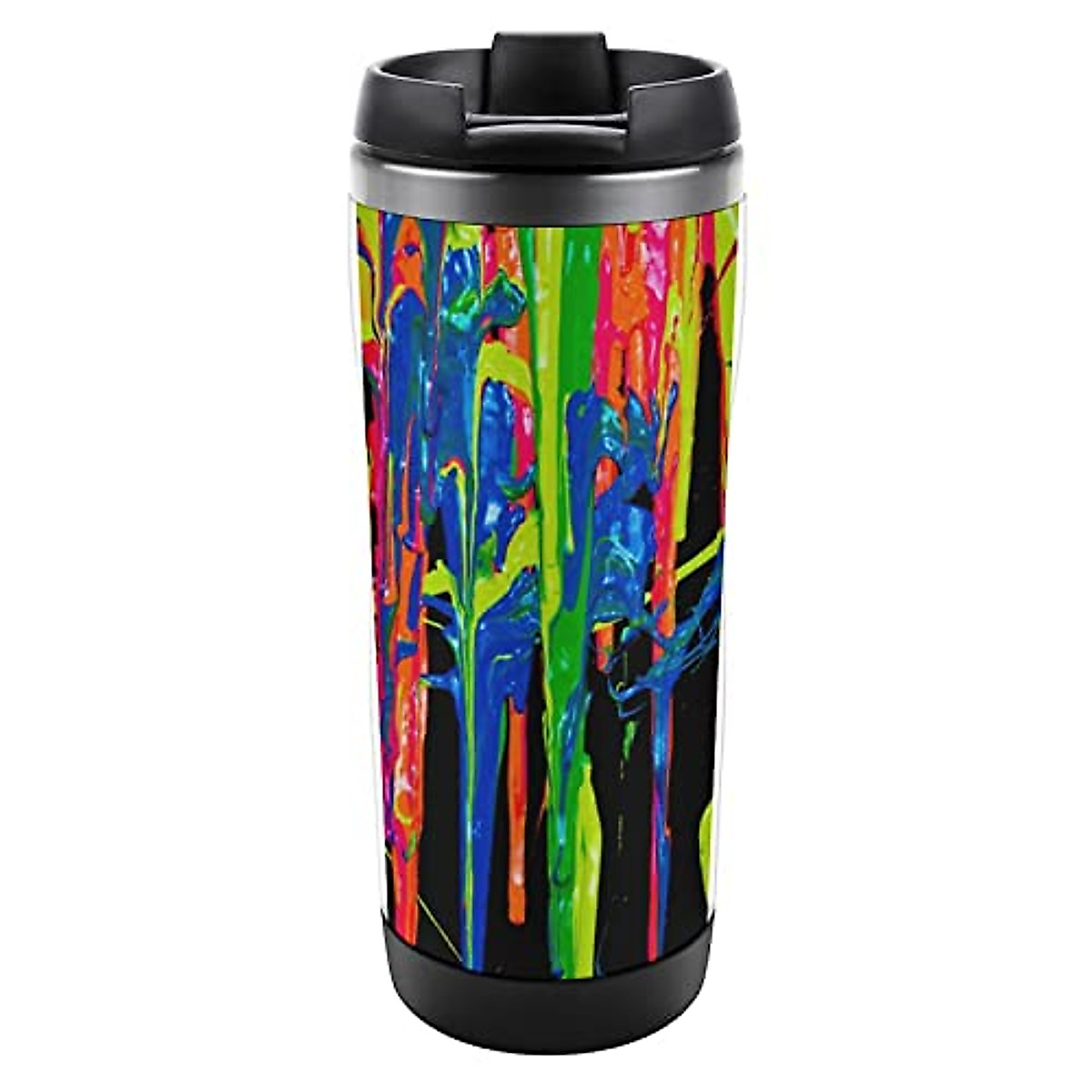 Rainbow Watercolor Travel Coffee Mugs with Lid Insulated Cups Stainless Steel Double Wall Water Bottle