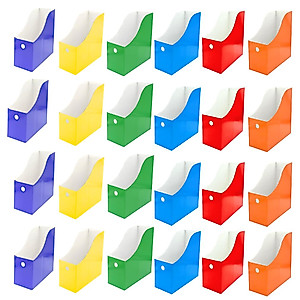 Evelots Magazine File Holder Organizer Box (6, 12, or 24 Pack) Storage for Desk and Shelves Multiple Color Options - Includes Labels for Organization