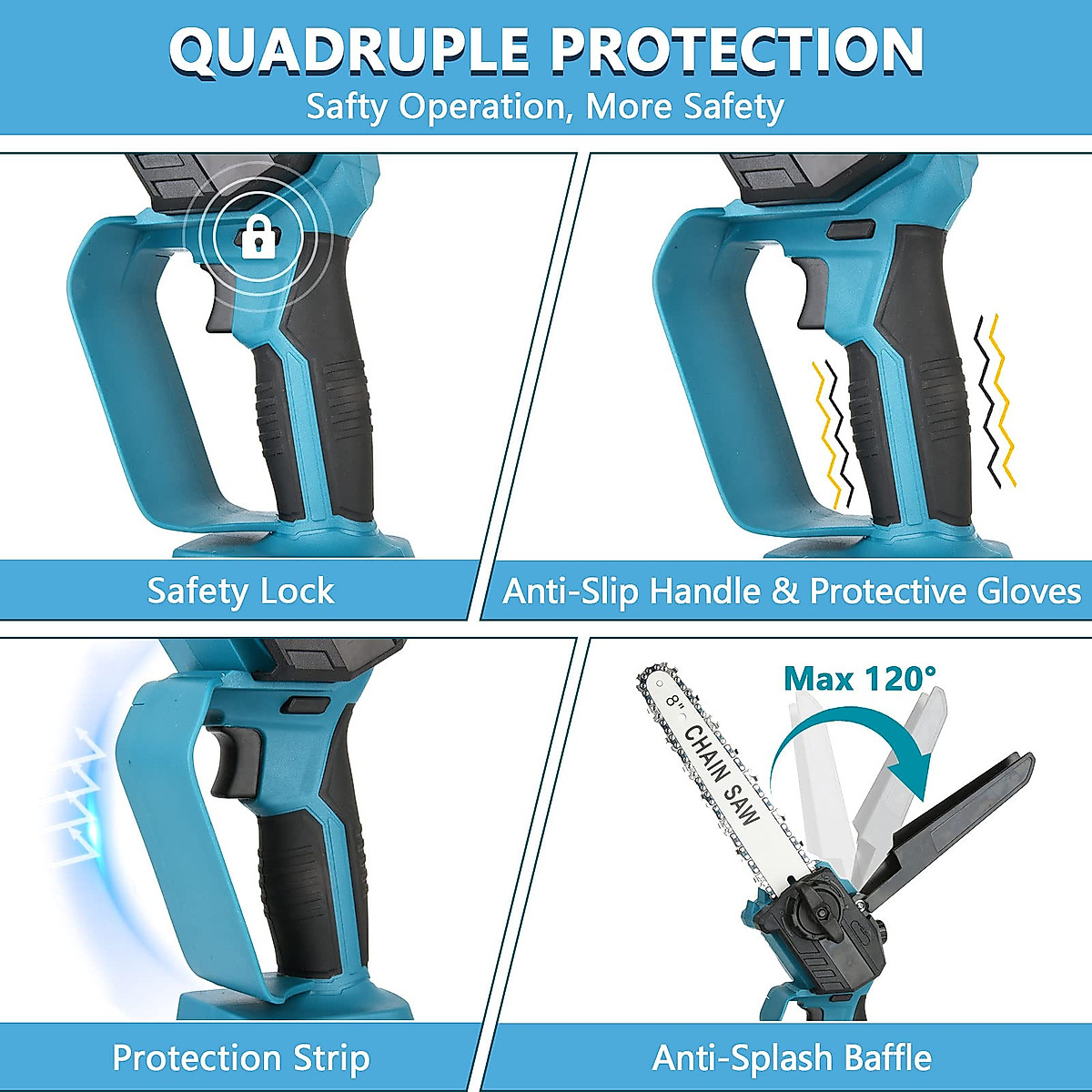 SHAVINGFUN Mini Chainsaw,Mini Chainsaw Cordless 8 and 6-inch 2-in-1 Brushless Motor Chainsaw Kits