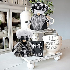 CiyvoLyeen Kitchen Chef Gnomes Decorations Set Buffalo Plaid Gnomes Couples Gifts Farmhouse Home Decor Handmade Tomte Gnomes Scandinavian Decor Plush Couples Christmas Household Ornaments Set of 2