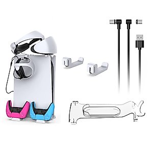 VR Headset Holder for PSVR2, for PS5 Host Top Storage Bracket, Headset Hangers & Type-C Charging Cable Set
