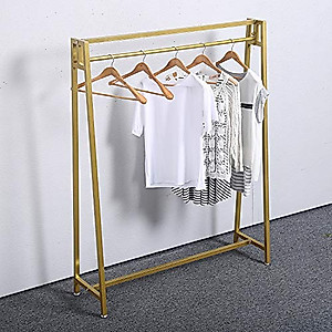 Womio Garment Racks,47in Metal Clothes Rack with Clothing Hanging Rack Organizer for Laundry Drying Rack,Display Racks,Gold