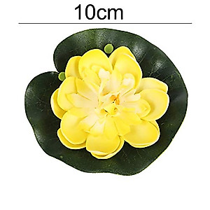 Artificial Floating Foam Lotus Flower with Water Lilys Pad Ornanments, Lifelikes Fake Lotus Flowers for Patio Pond Pool Fish Tank Aquarium Home Garden Wedding Party Special Event Decoration Milk Whi