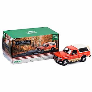 Greenlight 1994 Bronco Eddie Bauer Edition Electric Red Metallic and Tucson Bronze with White Top Artisan Collection 1/18 Diecast Model Car 19135
