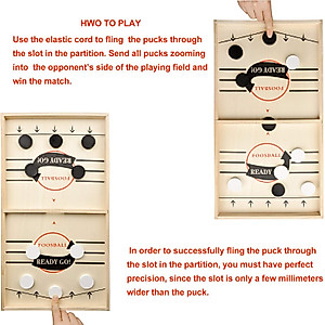 JANDANT Large Size Fast Sling Puck Game 22 Inch Slingshot Board Games Foosball Super Winner Wooden Hockey Board Game for Adult and Kids, 2 Players