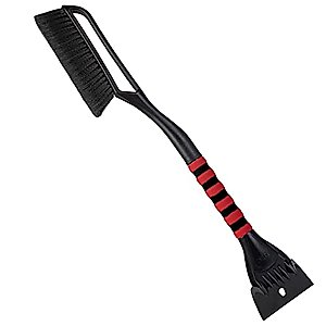 FOVAL 27" Ice Scraper Snow Brush, Wider Snow Scraper(4.73" Width) Snow Removal Car Brush with Comfortable Foam Grip for Cars, Trucks, SUVs, Windshield, Window - Winter Tool(Black)