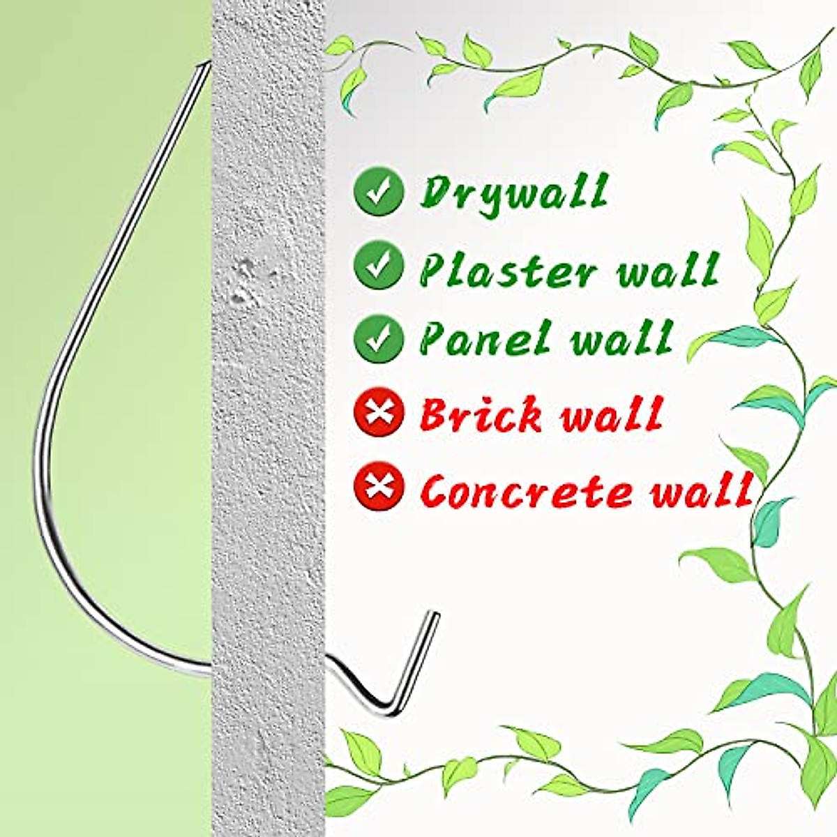 30 Pcs Wall Picture Hangers Without Nails - PinCute Hercules Hooks for Hanging Picture, Planters, Clocks and More, Stainless Steel