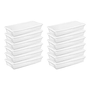 Sterilite 41 Quart Lightweight Plastic Clear Multipurpose Under Bed Storage Box Container Tote with Secure Snapping Lid for Home Organization, 12 Pack