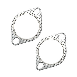 GKmow 2 PCS Car Exhaust Pipe Interface Gasket, Stainless Steel Graphite Composite Plate High Temperature Resistant Muffler Sealing Gasket, Exhaust Manifold Parts, Suitable for Most Models (Silver)
