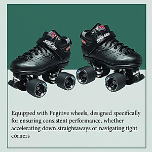 Sure-Grip Rebel Derby Roller Skates for Men & Women - 62mm Fugitive Polyurethane Wheels - Super X Plate Extended Support for Larger Sizes - Suitable for Indoor & Outdoor Skating - Beginner Friendly