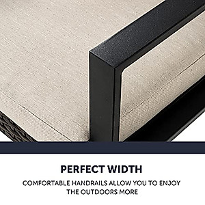 HAPPATIO Outdoor Wicker Chair,All-Weather Wicker Rattan Patio Dining Chair with Removable Cushions,Set of 6 for Outdoor Lawn Garden Backyard (Beige)