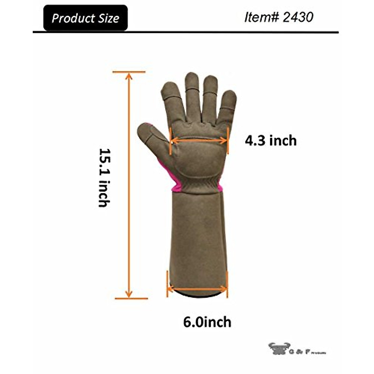 G & F Products 2430M Florist Pro Long Sleeve Rose gardening Gloves, Thorn Resistant Garden Gloves, Rose Pruning Gloves - Women fits all , Pink