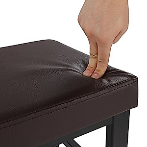 SONGMICS Shoe Bench, 3-Tier Shoe Rack for Entryway, Storage Organizer with Foam Padded Seat, Faux Leather, Metal Frame, for Living Room, Hallway, 12.2 x 31.9 x 19.3 Inches, Brown ULBS58Z