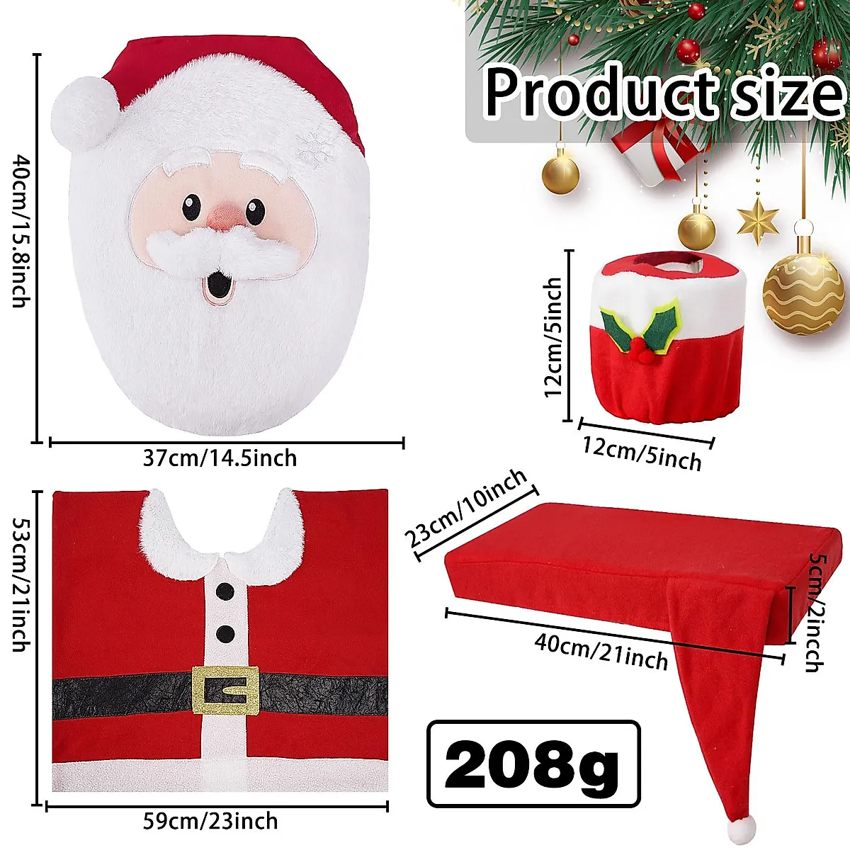 Christmas Bathroom Accessories Set Toilet Cover Rugs Tank Cover Paper Box Cover Create A Merry for Holidays Paper Box Cover