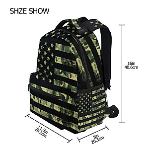 American Flag Camouflage Grunge Backpacks Travel Laptop Daypack School Bags for Teens Men Women