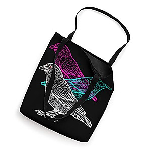 Raven Retro Vaporwave Bird Lover Aesthetic Black Crow Tote Bag