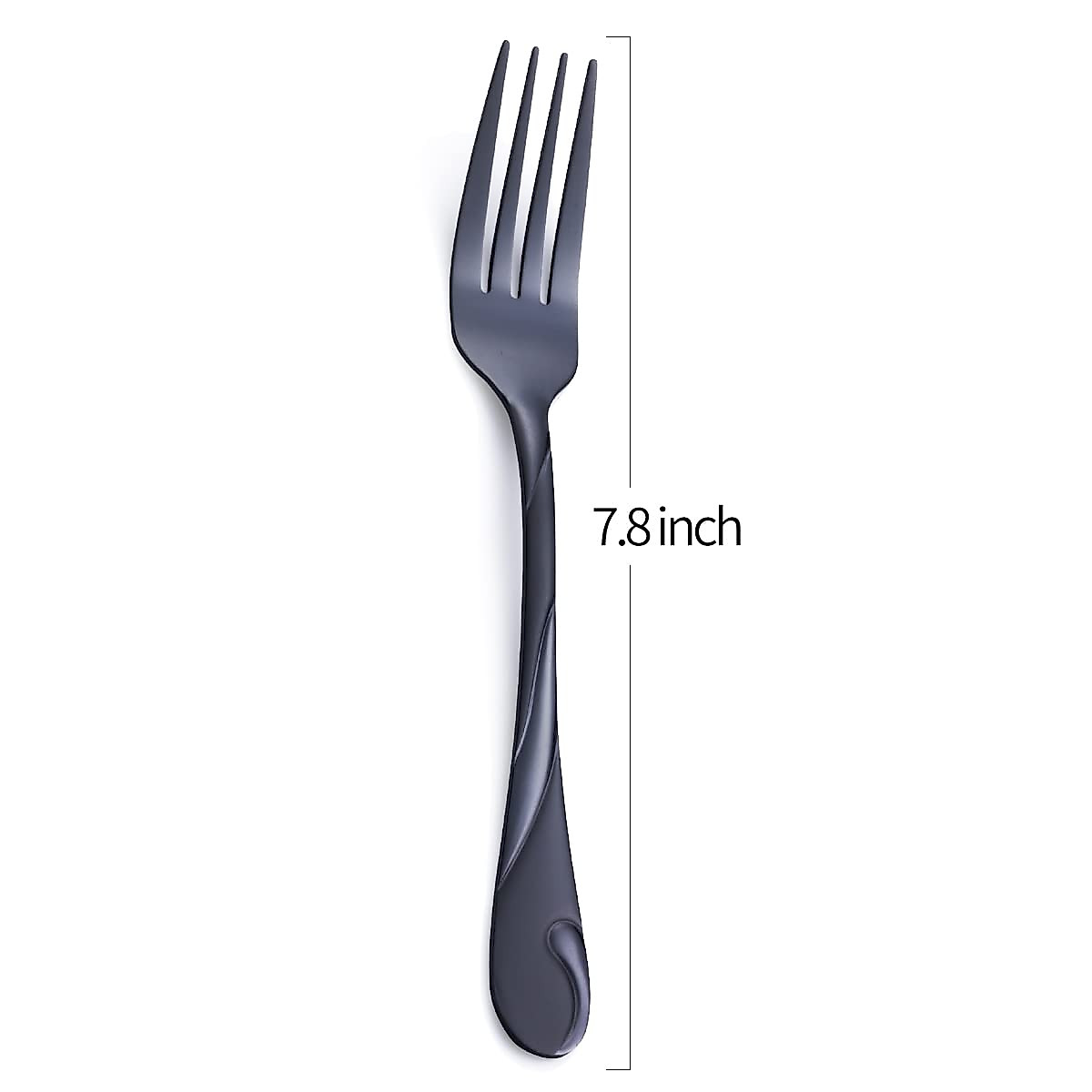 Black Dinner Fork Set, Seeshine 7.8-inch Stainless Steel Shiny Black Metal Table Fork Silverware, Set of 6