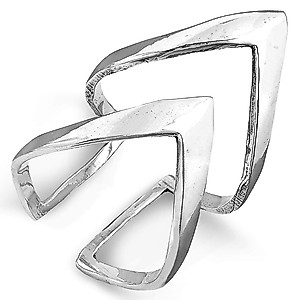 Boho-Magic Sterling Silver Chevron Ring for Women Statement Large Wide Band Full Finger (9)