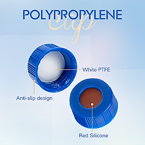 ALWSCI 9-425 HPLC Screw Thread Caps with Septa, White PTFE/Red Silicone Septa for 2ml ND9 Autosampler Vials, 100 pcs/pk